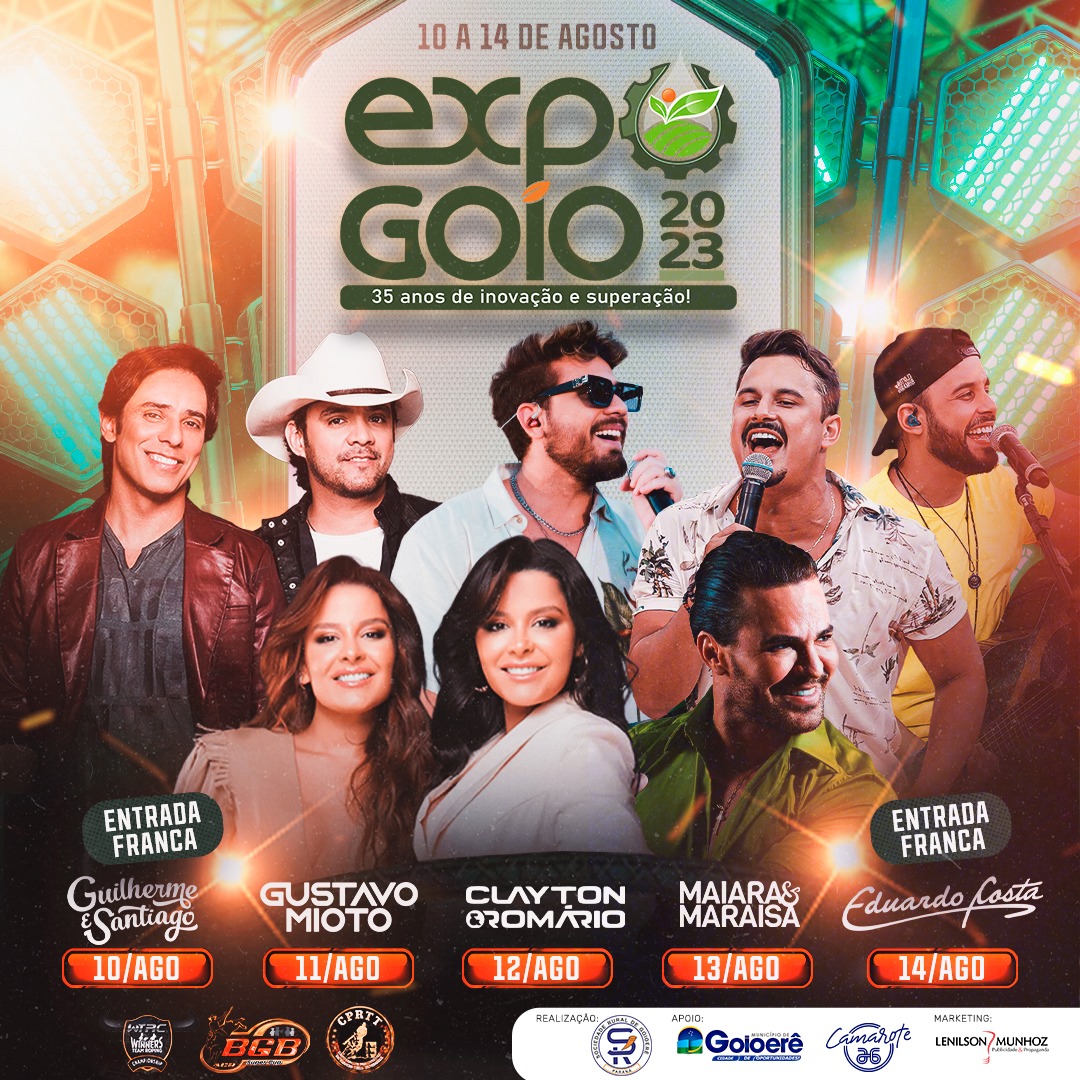 Expo Goio terá Eduardo Costa, Maiara & Maraisa, Guilherme & Santiago e ...